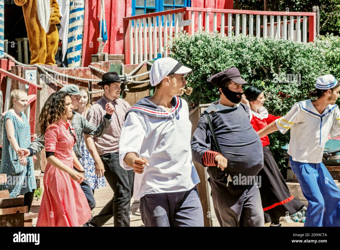 Entertainment dance show at Popeye Village in malta Stock Photo - Alamy