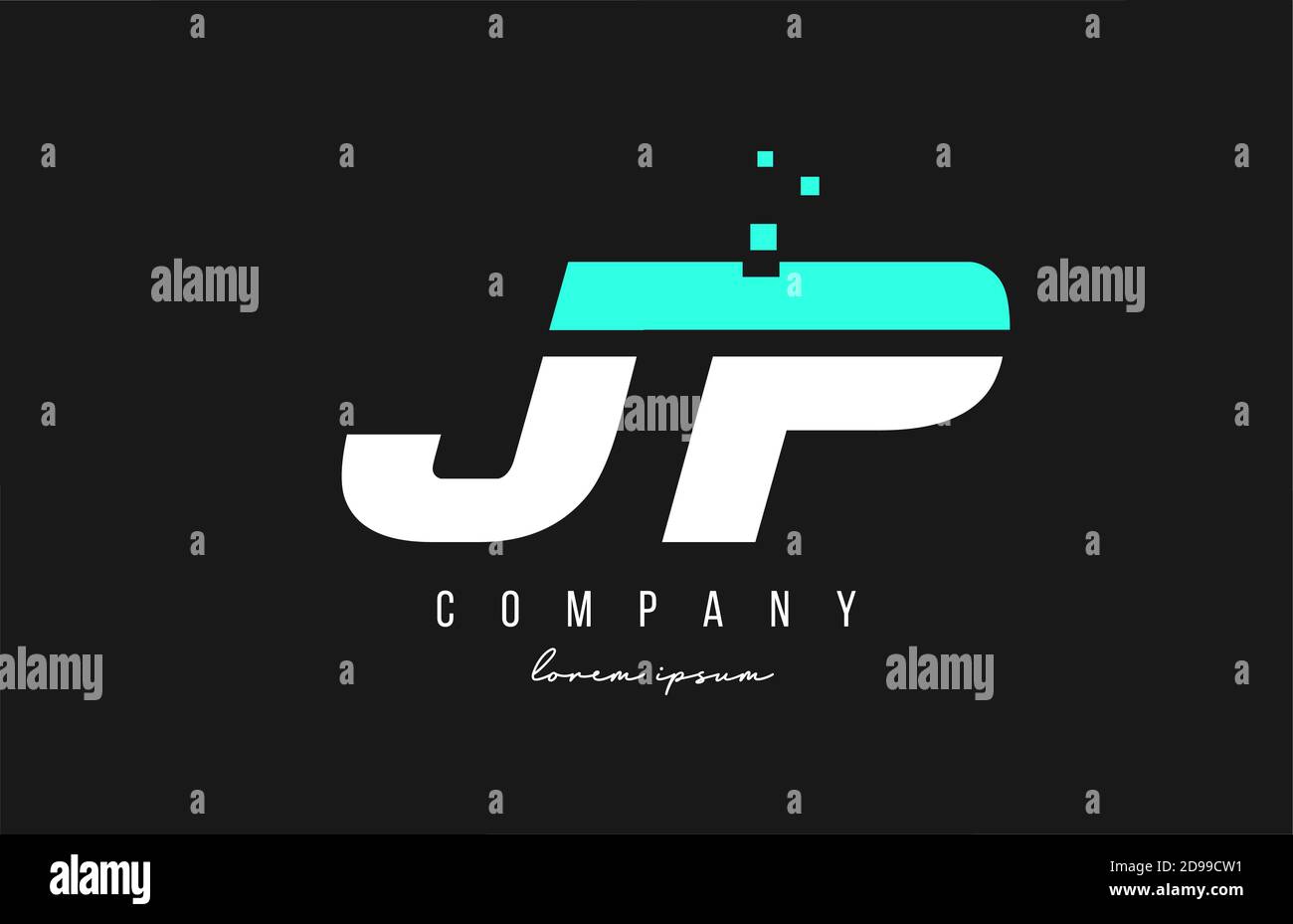 jp j p alphabet letter logo combination in blue and white color ...