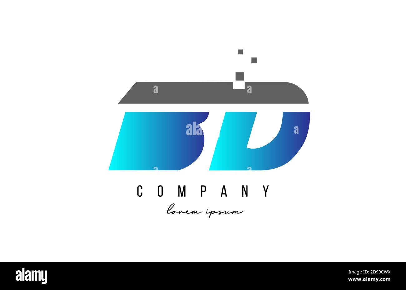 BD B D alphabet letter logo combination in blue and grey color ...
