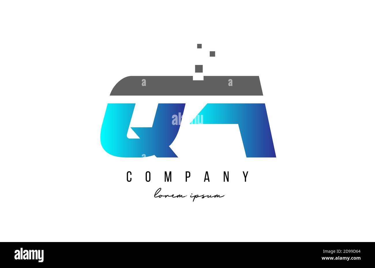 QA Q A alphabet letter logo combination in blue and grey color ...
