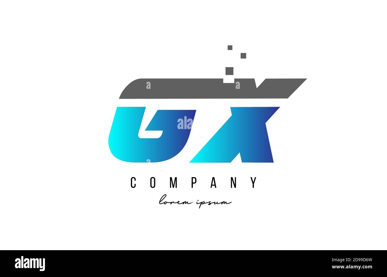 GX G X alphabet letter logo combination in blue and grey color ...