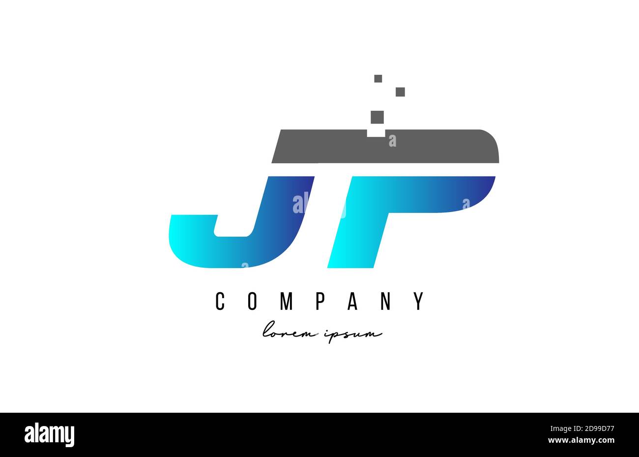 JP J P alphabet letter logo combination in blue and grey color ...