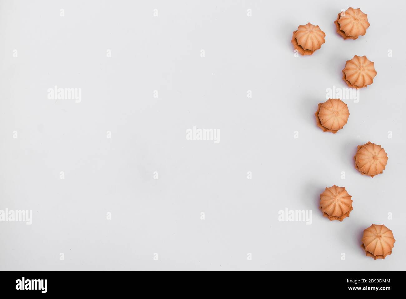 Flat lay of cookies on white background, with copy space Stock Photo ...