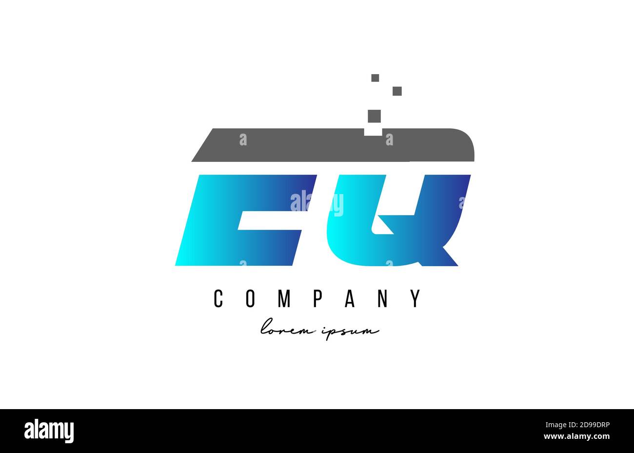 EQ E Q alphabet letter logo combination in blue and grey color ...