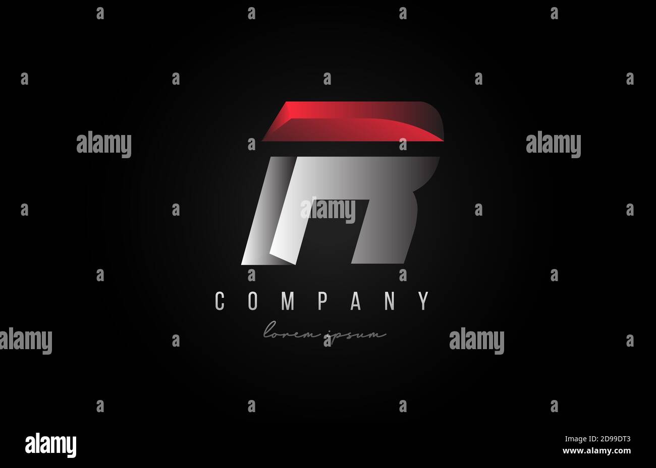 alphabet letter R logo icon in in red grey silver color. Creative ...