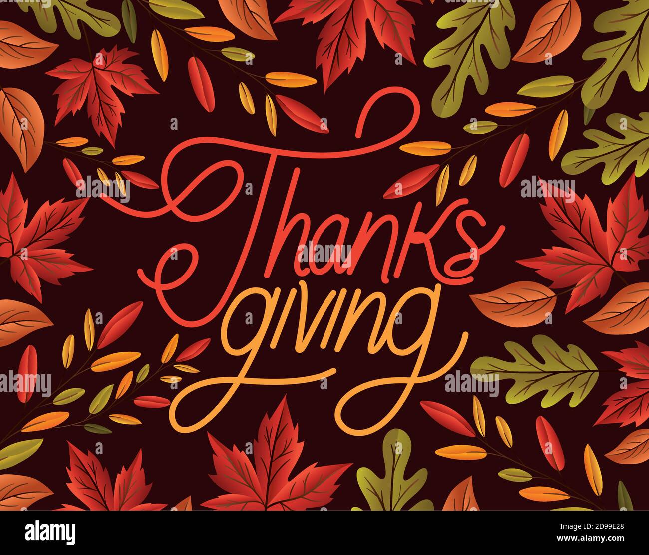 thanksgiving lettering with leaves vector design Stock Vector Image ...