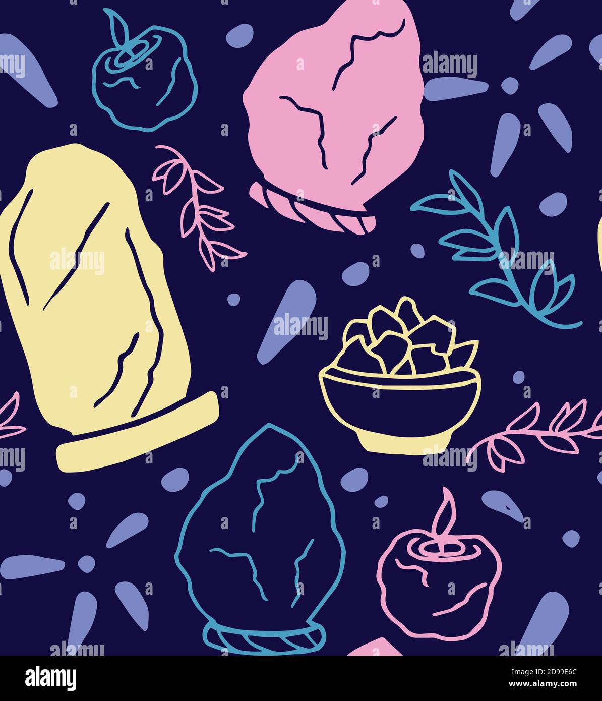 Himalayan salt lamps seamless pattern. Vector background template of ...