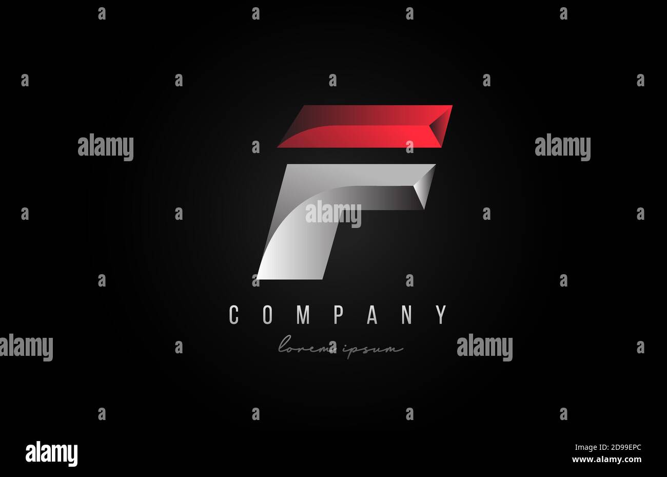 alphabet letter F logo icon in in red grey silver color. Creative ...