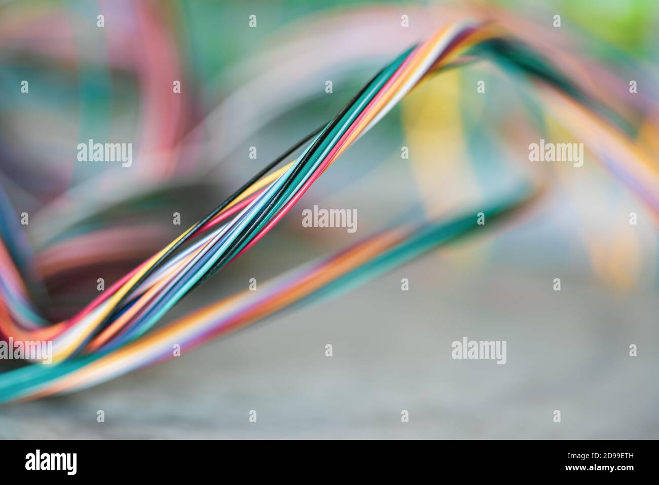 Abstract colorful electrical and computer cable with soft background ...