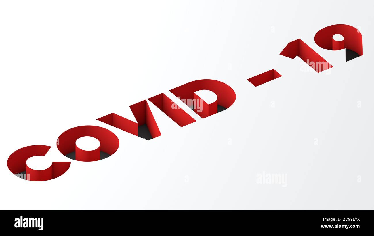 3D Render: COVID - 19 - Red Text on a Flat White Background Stock Photo ...