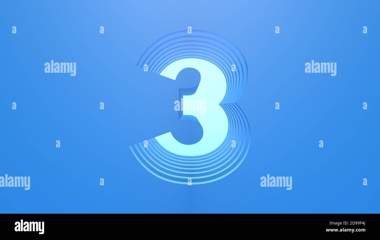 A 3D number in light blue color with a dark blue background. Layered ...