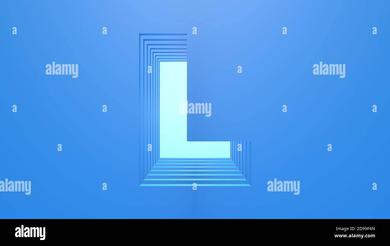 A 3D capital letter in light blue color with a dark blue background ...