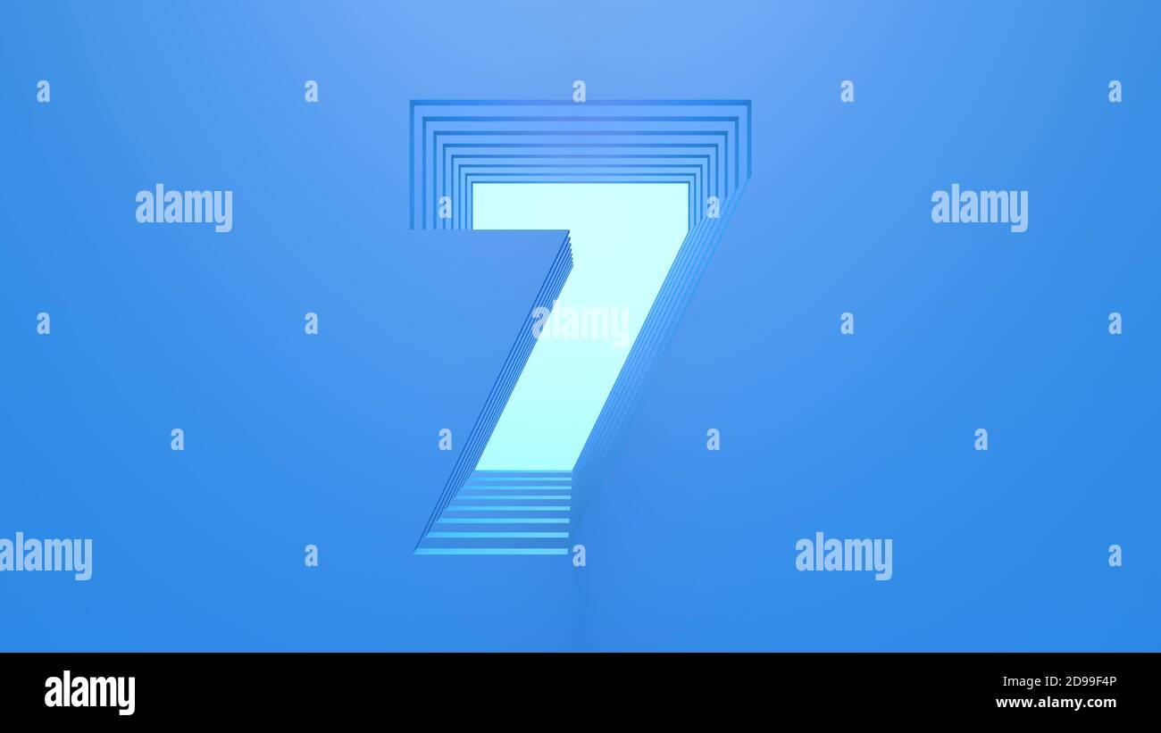 A 3D number in light blue color with a dark blue background. Layered ...