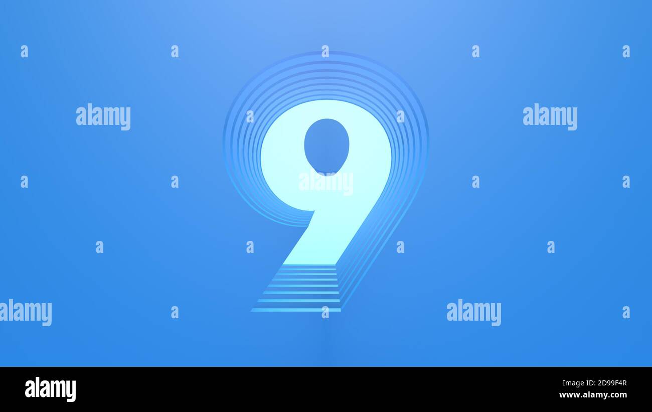 A 3D number in light blue color with a dark blue background. Layered ...
