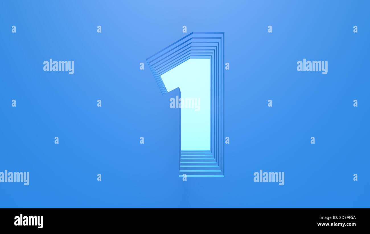 A 3D number in light blue color with a dark blue background. Layered ...