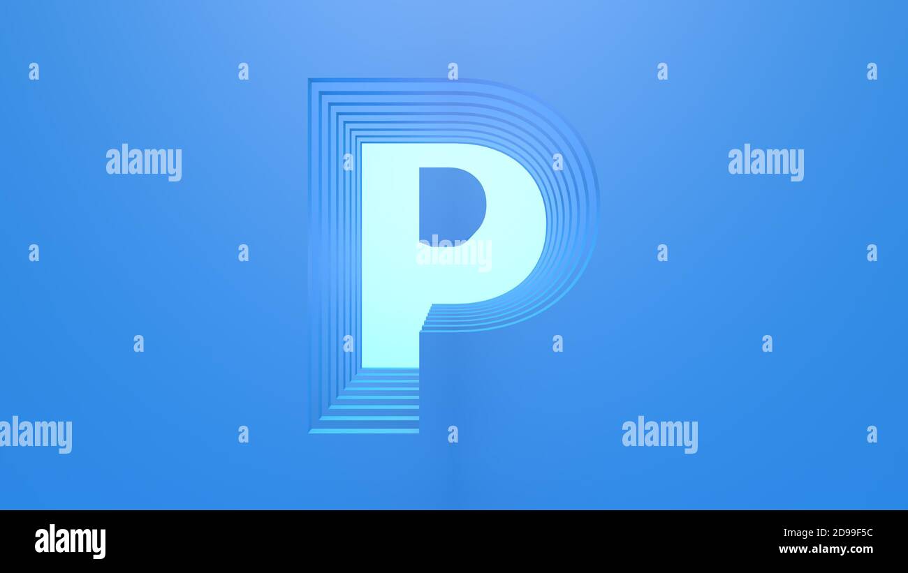 A 3D capital letter in light blue color with a dark blue background ...
