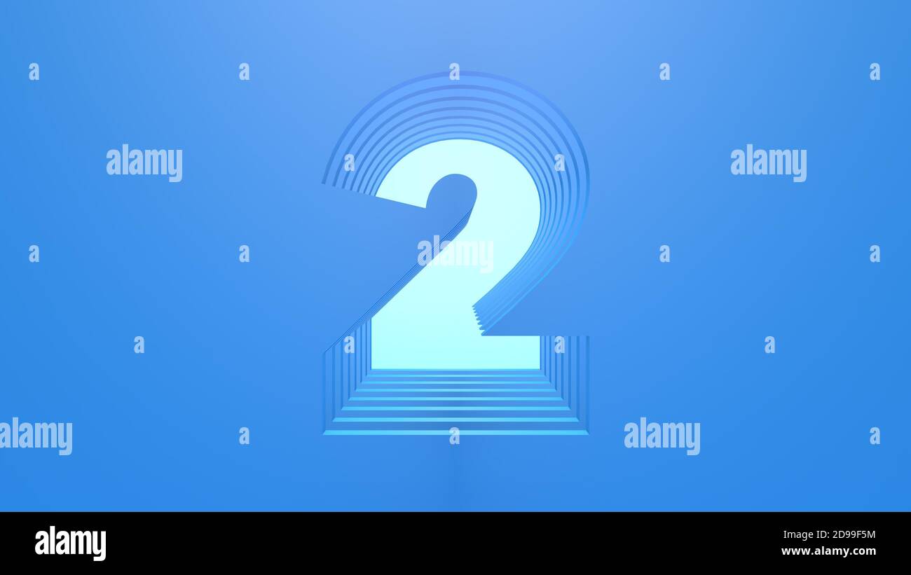 A 3D number in light blue color with a dark blue background. Layered ...
