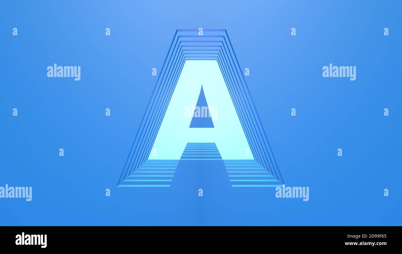 A 3D capital letter in light blue color with a dark blue background ...