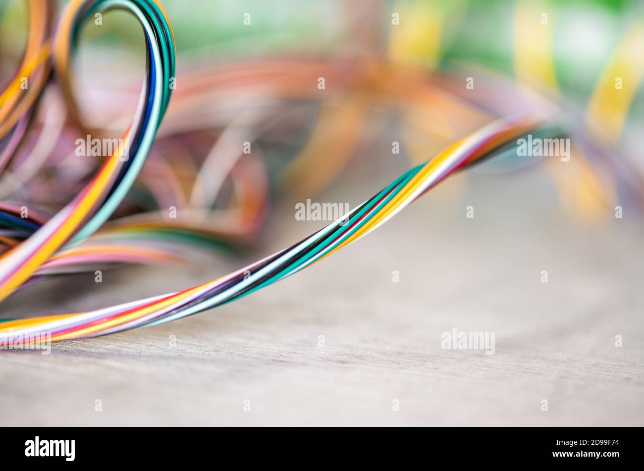 Abstract colorful electrical and computer cable with soft background ...