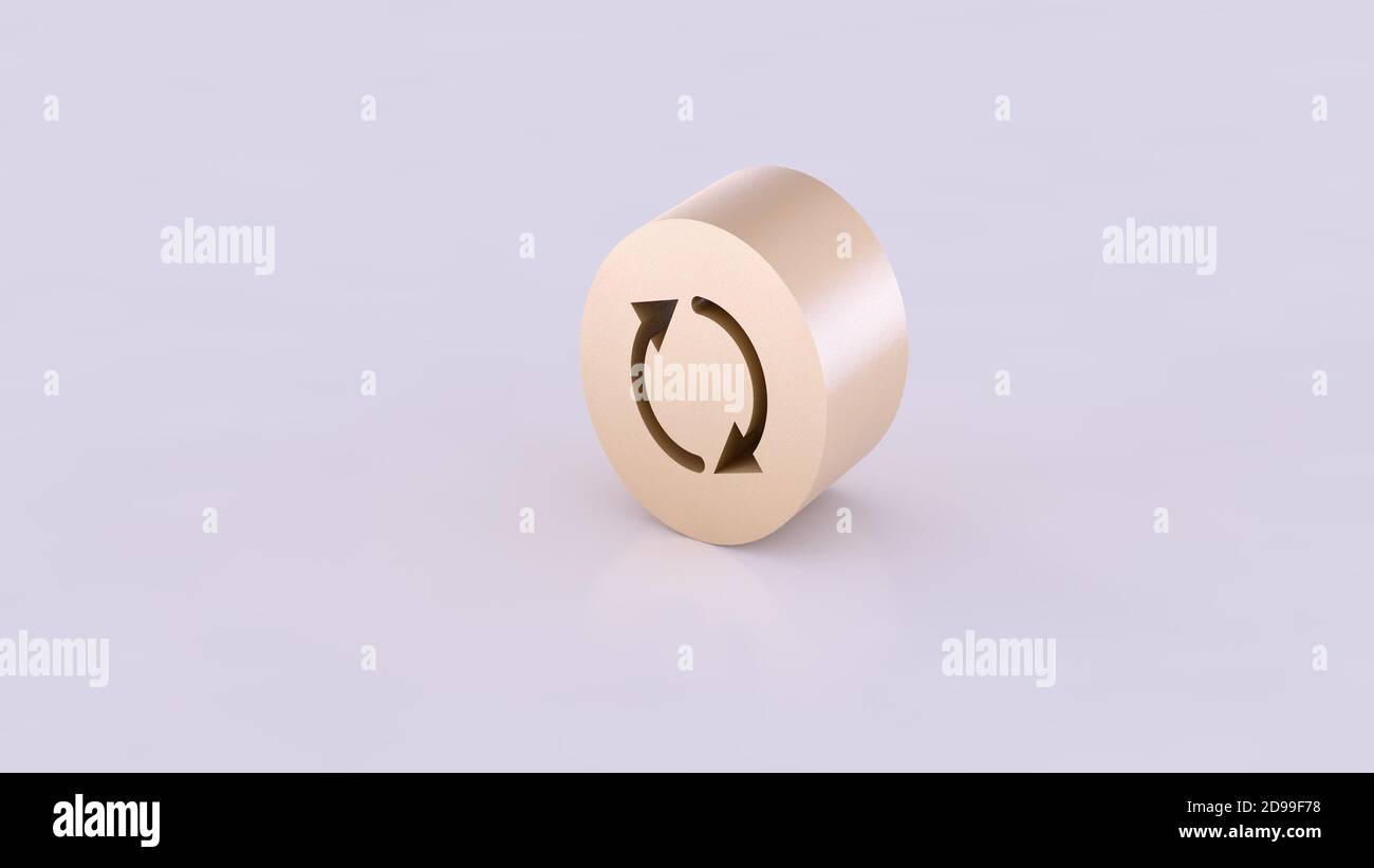 3D isolated golden colored slice of a cylinder seen from side view ...