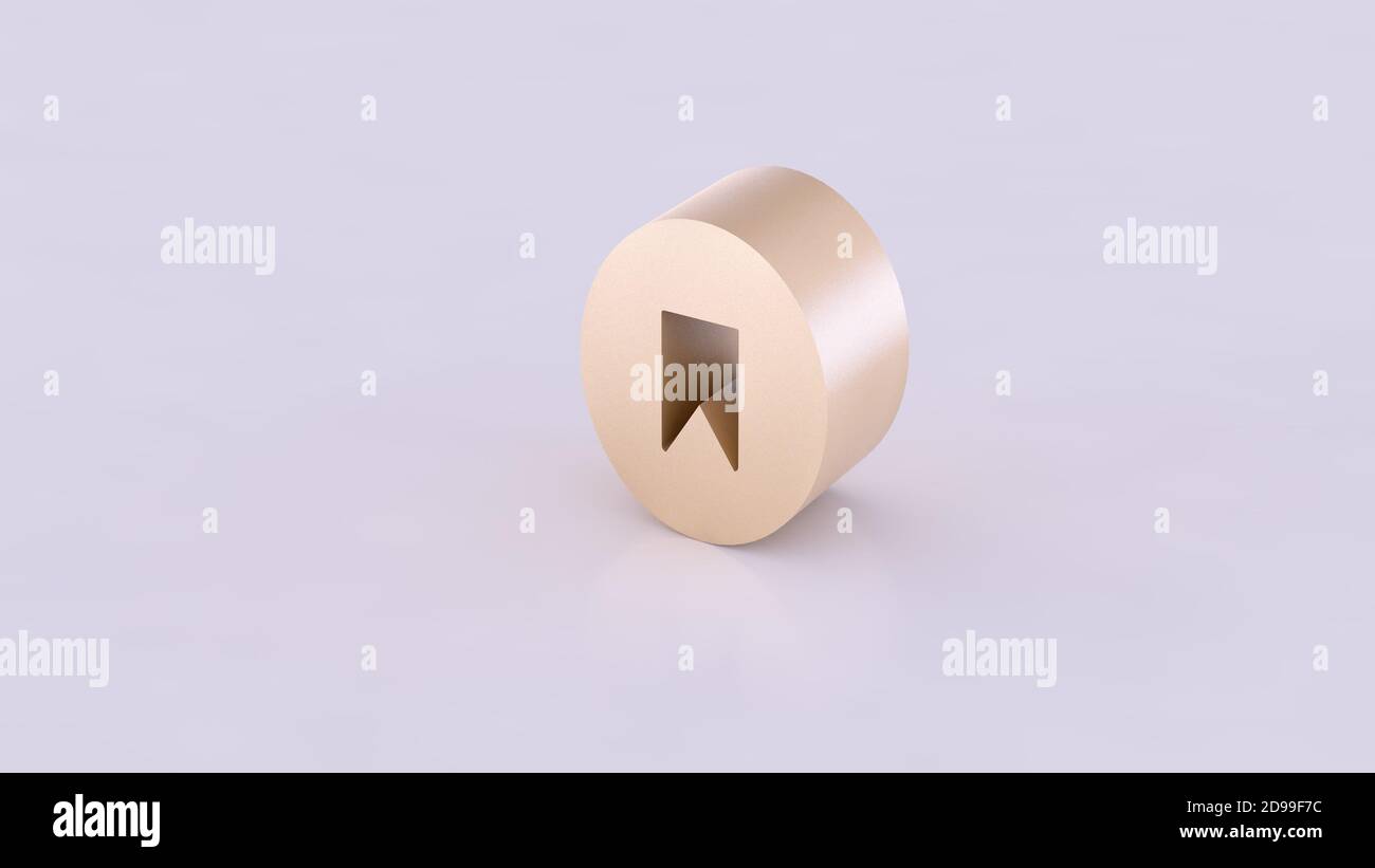 3D isolated golden colored slice of a cylinder seen from side view ...
