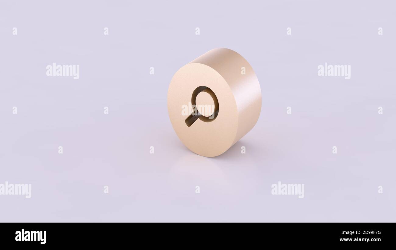 3D isolated golden colored slice of a cylinder seen from side view ...