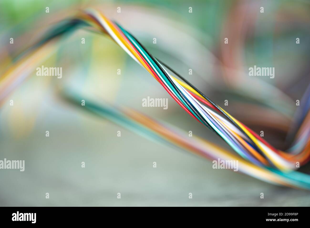 Abstract colorful electrical and computer cable with soft background ...