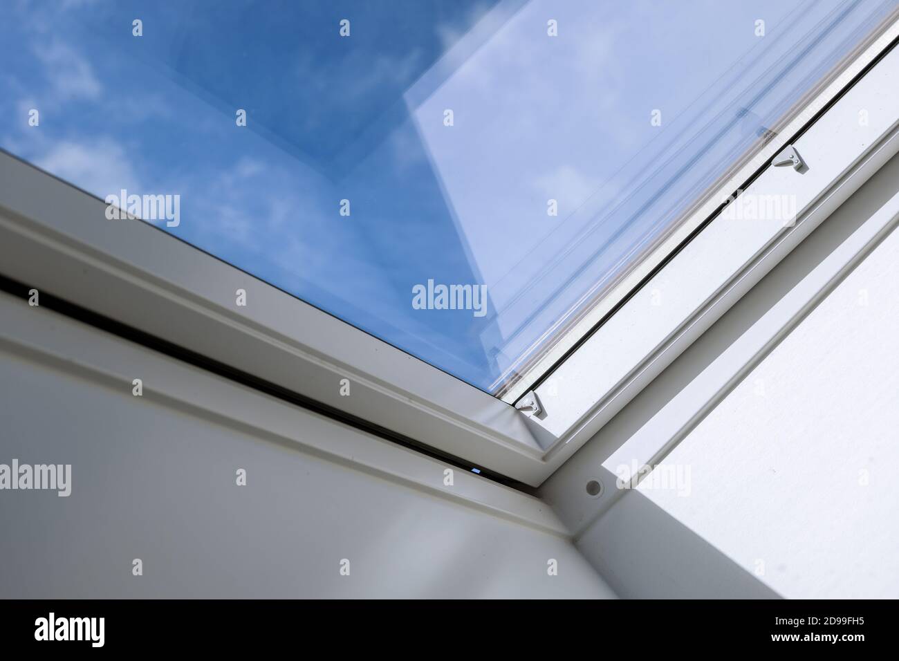 Interior view and close-up detail at closed white Tilt Window Skylights ...