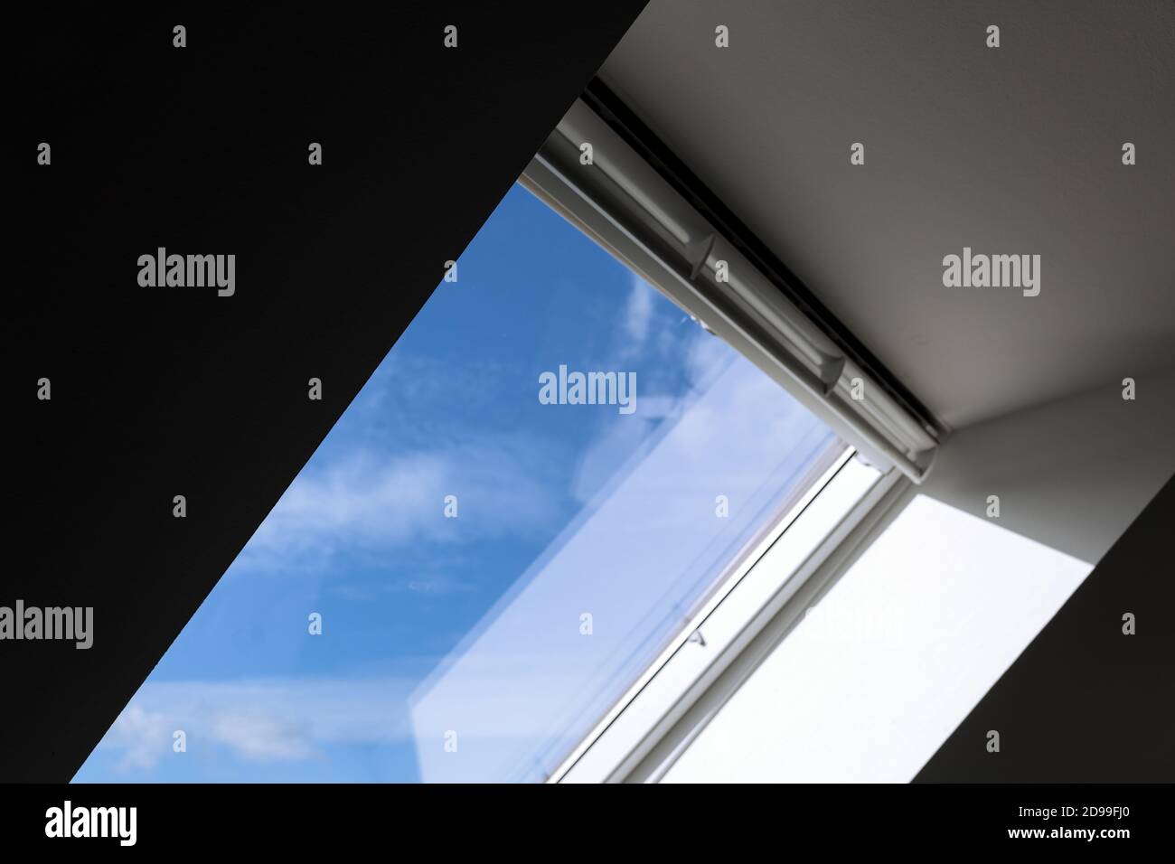 Interior view and close-up detail at closed white Tilt Window Skylights ...