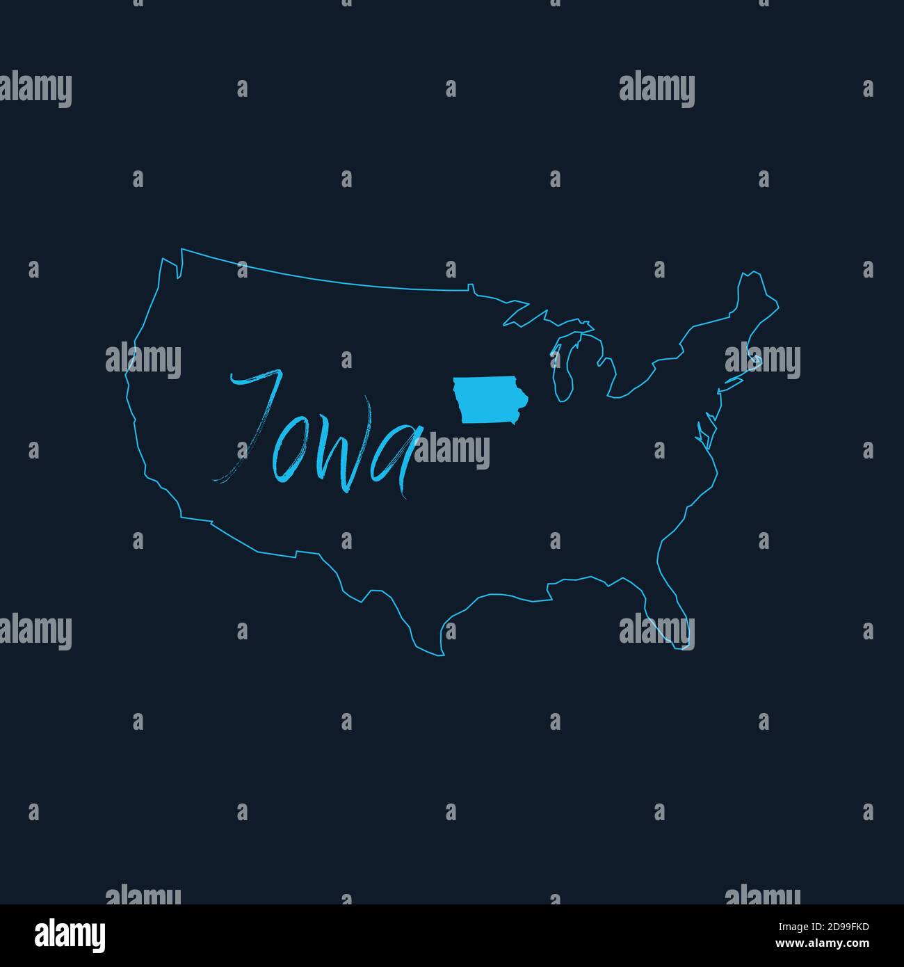 Iowa state highlighted on United States of America map , USA ...
