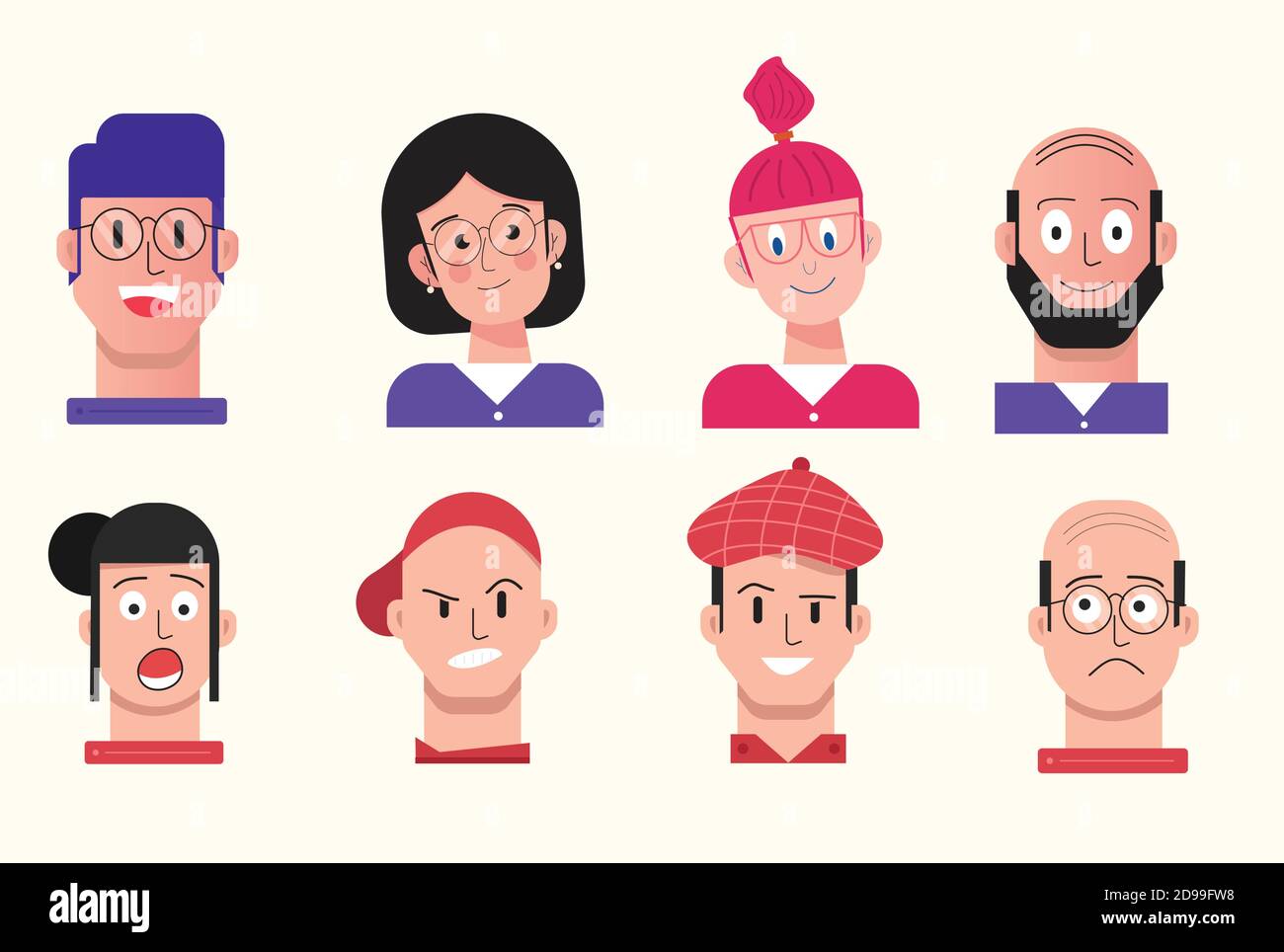 Collection of emotional faces of people - vector Stock Vector Image ...