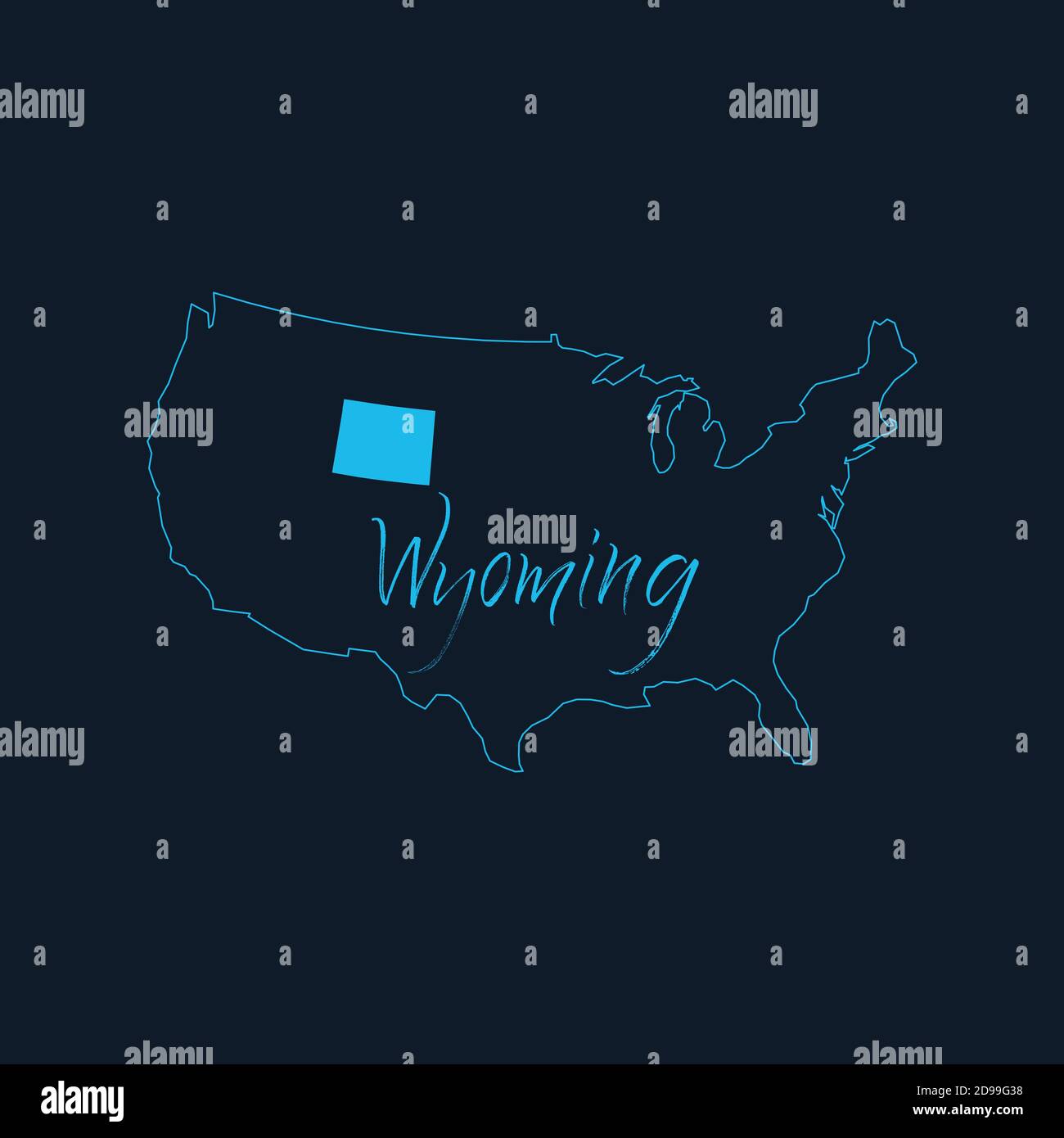 Wyoming state highlighted on United States of America map , USA ...