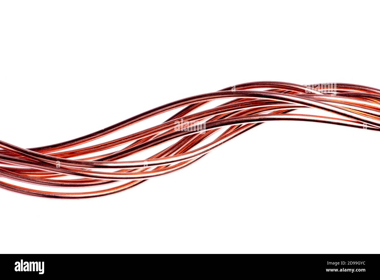 Copper wire raw material isolated on white background Stock Photo - Alamy
