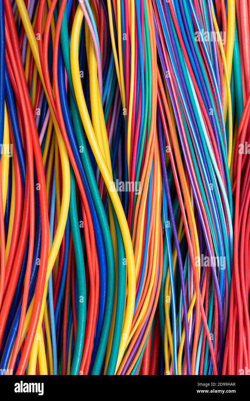 Abstract background of colorful electrical cable Stock Photo - Alamy