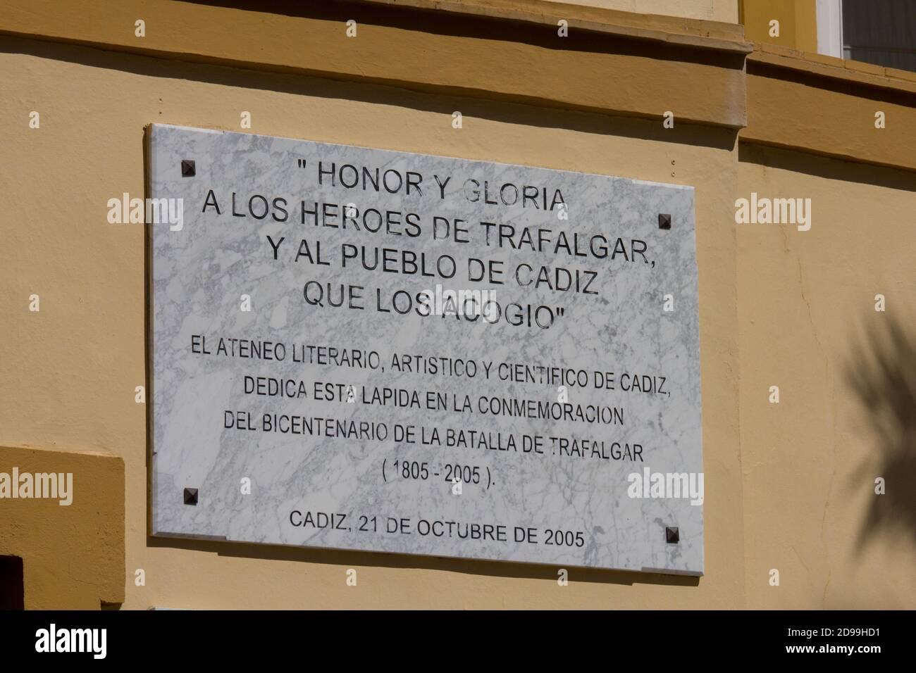 Commemorative plaque to the heroes of the Battle of Trafalgar 1805 and ...