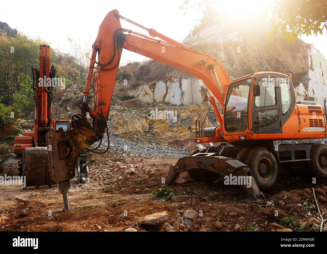 Breaker used to break up boulders in open cast mine. Mining in southern ...