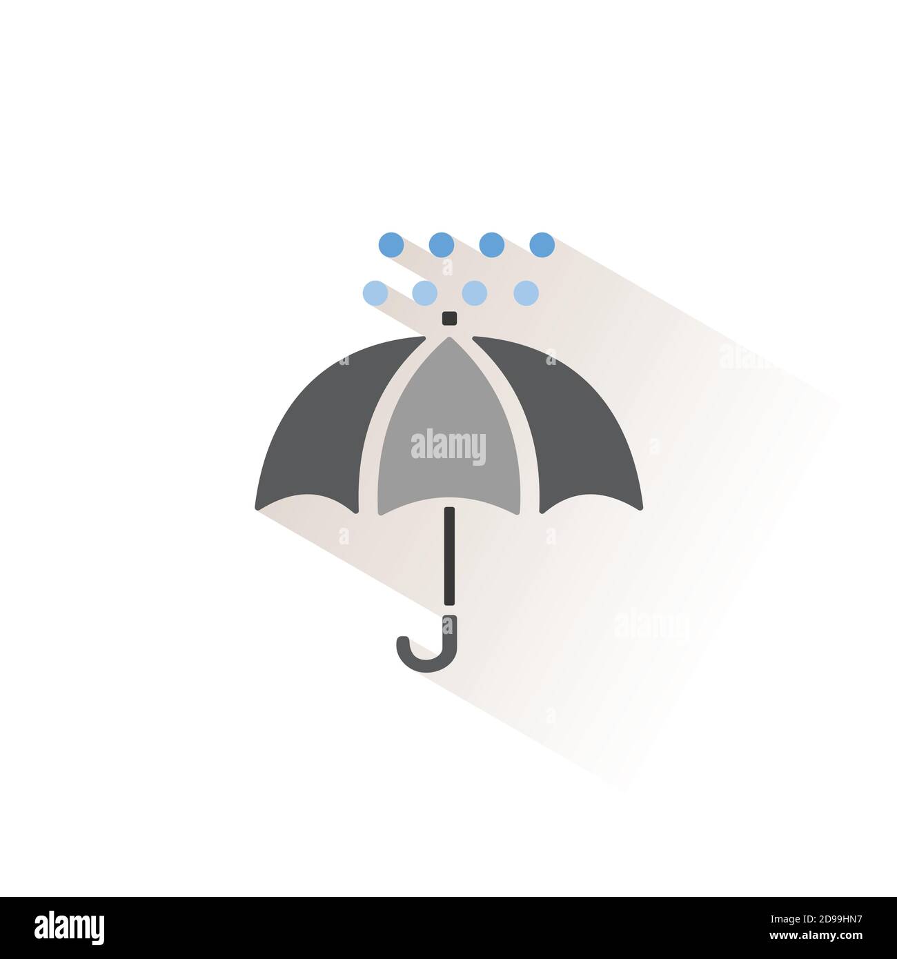 Umbrella and hail. Isolated color icon. Weather glyph vector ...