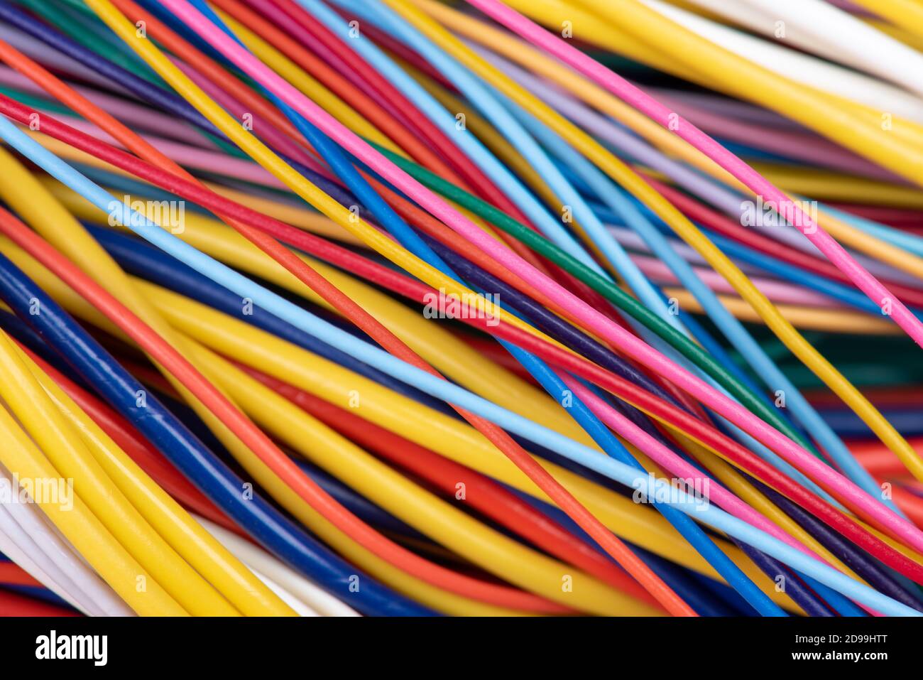 Computer network colorful cabling, connection and data transfer concept ...