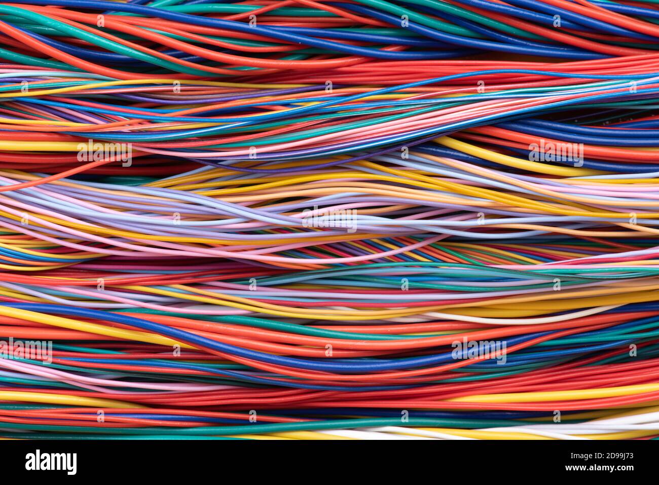 Telecommunications network installation of multicolored cable Stock ...