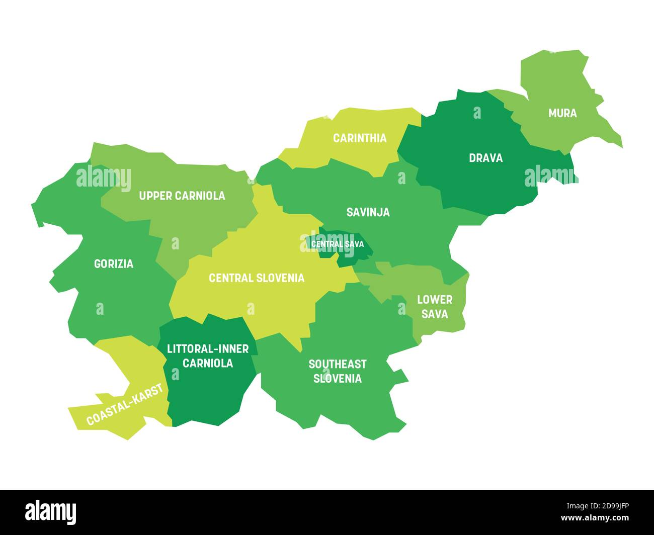 Green political map of Slovenia. Administrative divisions - statistical ...