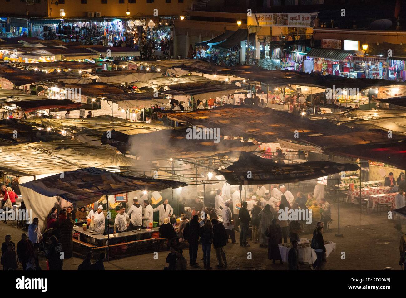 Food stalls in Jemaa el Fna, the Marrakech market square, Morocco Stock ...