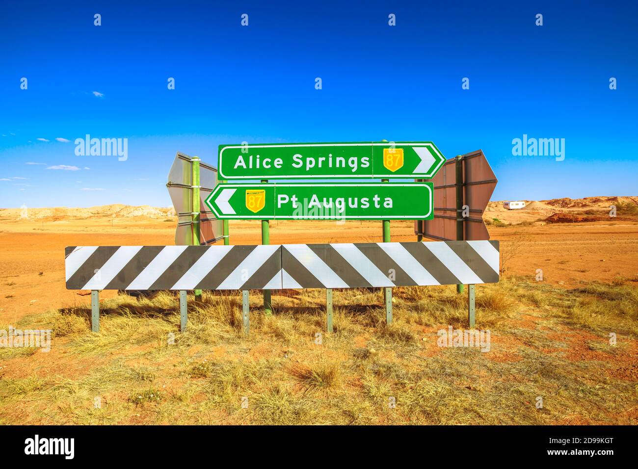 Directions road sign for Alice Springs and Pt Augusta in Coober Pedy ...