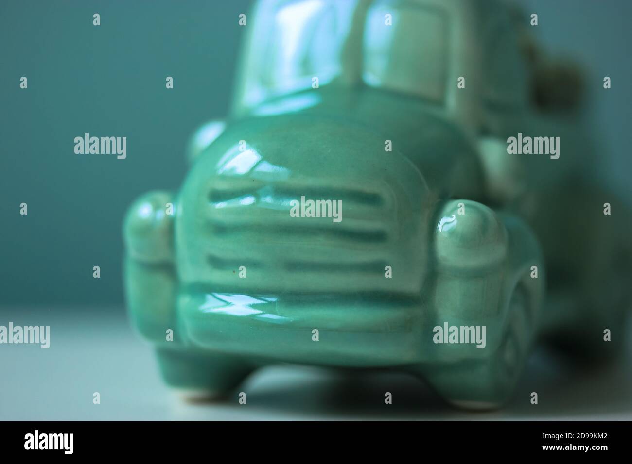 A vintage green car hood in full-face, journey-class vehicle Stock ...