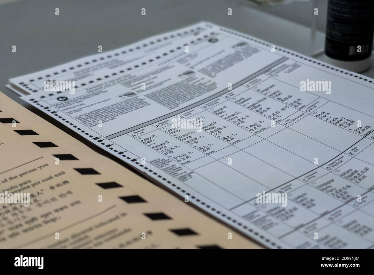 NEW YORK, NY – NOVEMBER 03, 2020: Voting ballots are seen during the ...