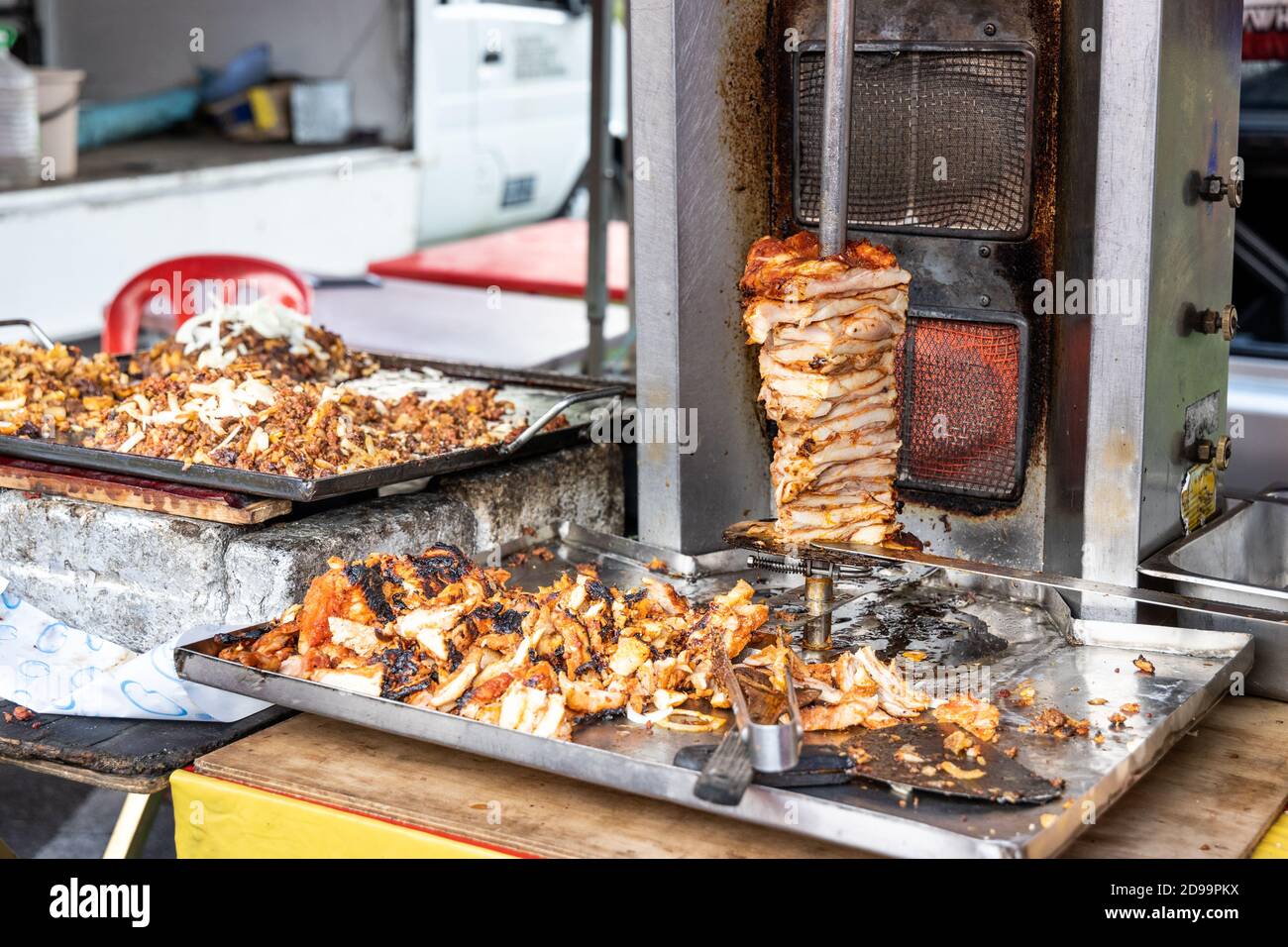 Vendor selling kebab in street market bazaar for iftar Stock Photo - Alamy