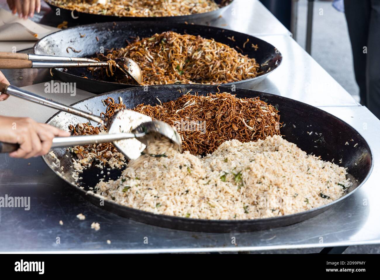 Vendor selling simple fried rice noodle in street market bazaar Stock ...