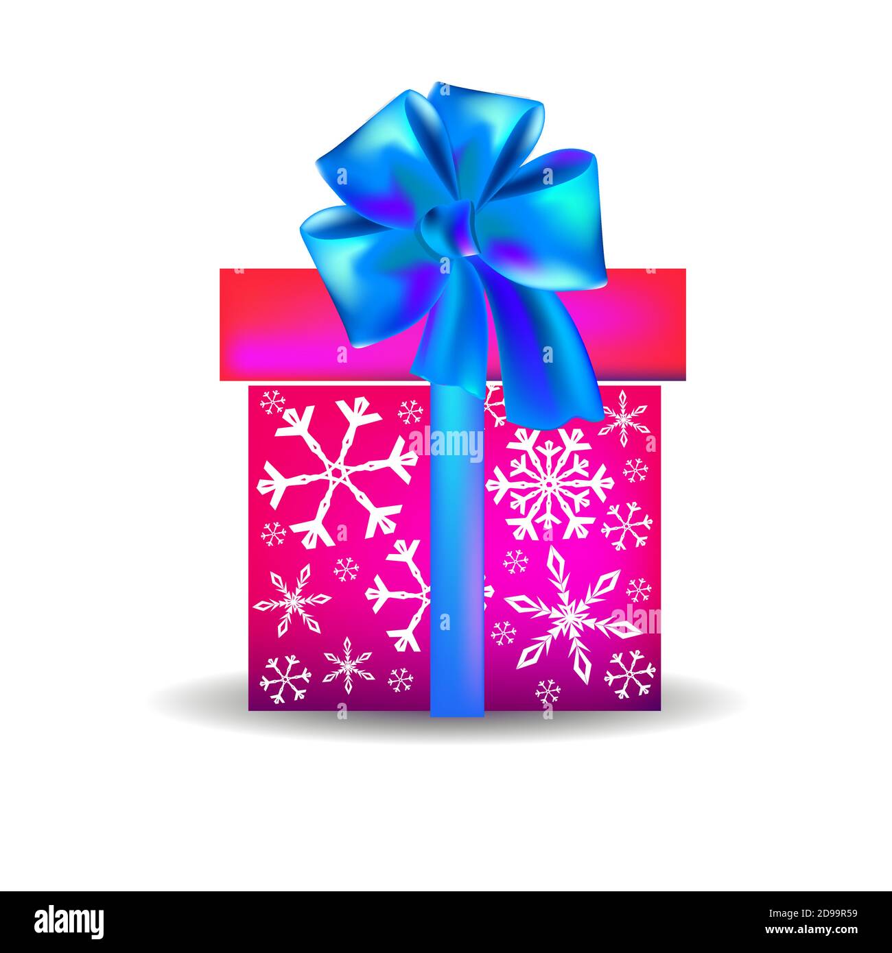 Gift object. A box with a bow and snowflakes. Vector illustration Stock ...
