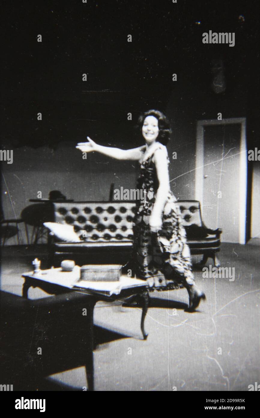 Fine 1970s vintage black and white photography of a play being acted on ...