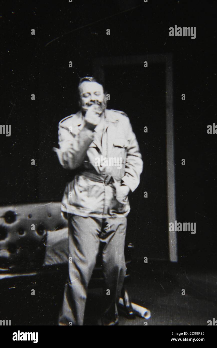 Fine 1970s vintage black and white photography of a play being acted on ...