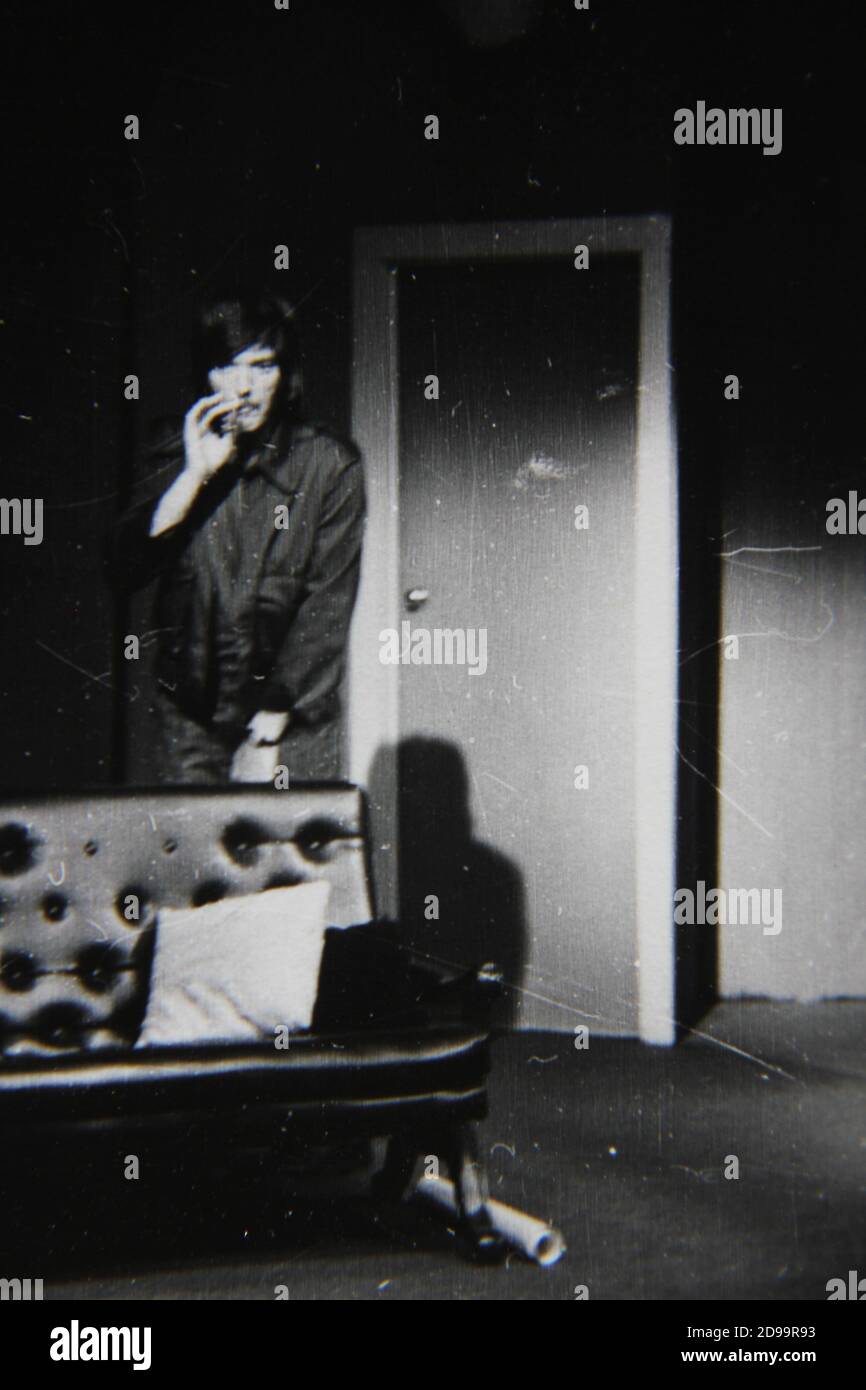 Fine 1970s vintage black and white photography of a play being acted on ...